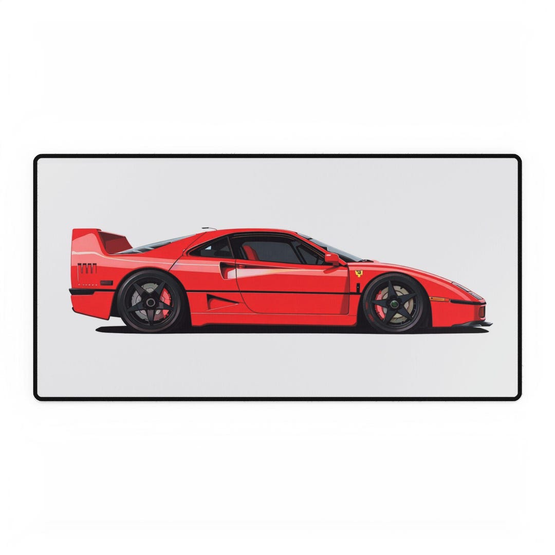 Ferrari F40 Artistic Red Sports Car Desk Mat | Racing Car Illustration ...