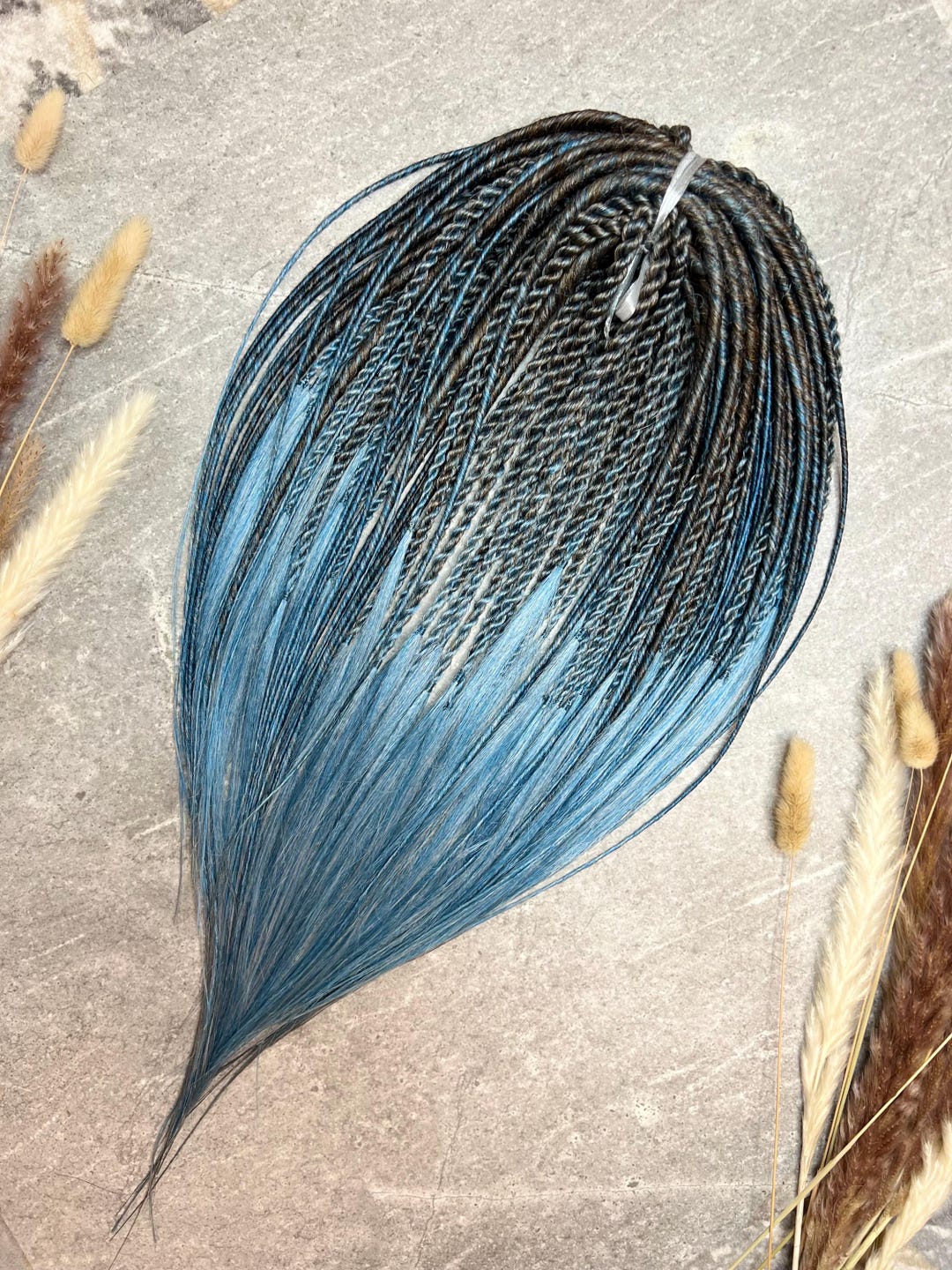 Dark Blue Dreadlock Extensions, Black & Navy Boho Braids, Synthetic ...