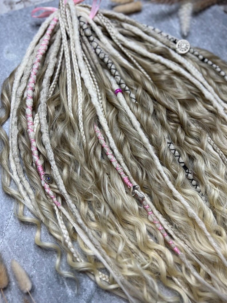 Blonde Curly Dreadlocks Set | Boho Dreads | Goddess Dreads | Dreadlock ...