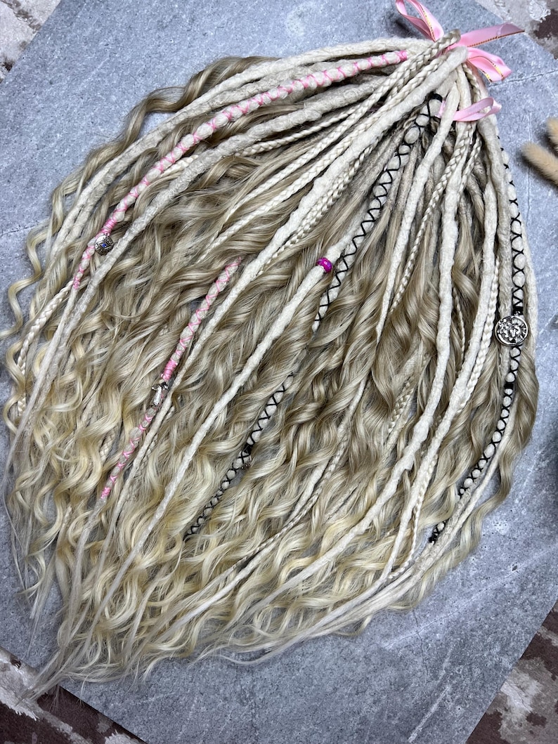 Blonde Curly Dreadlocks Set | Boho Dreads | Goddess Dreads | Dreadlock ...