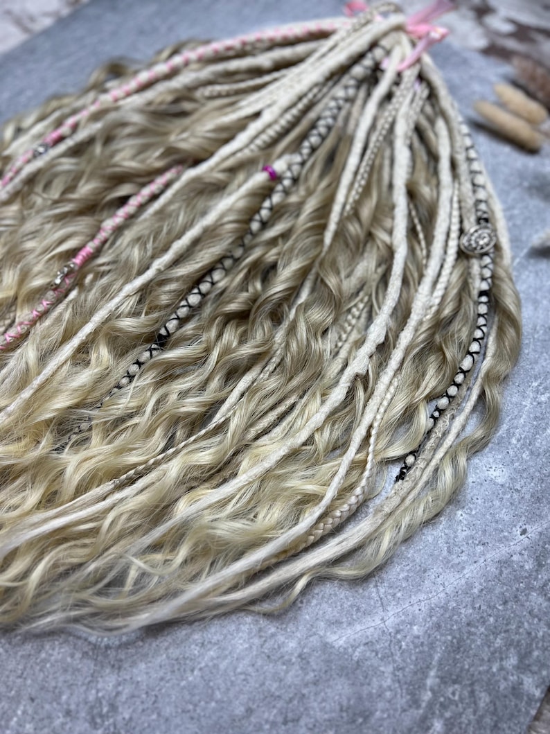 Blonde Curly Dreadlocks Set | Boho Dreads | Goddess Dreads | Dreadlock ...