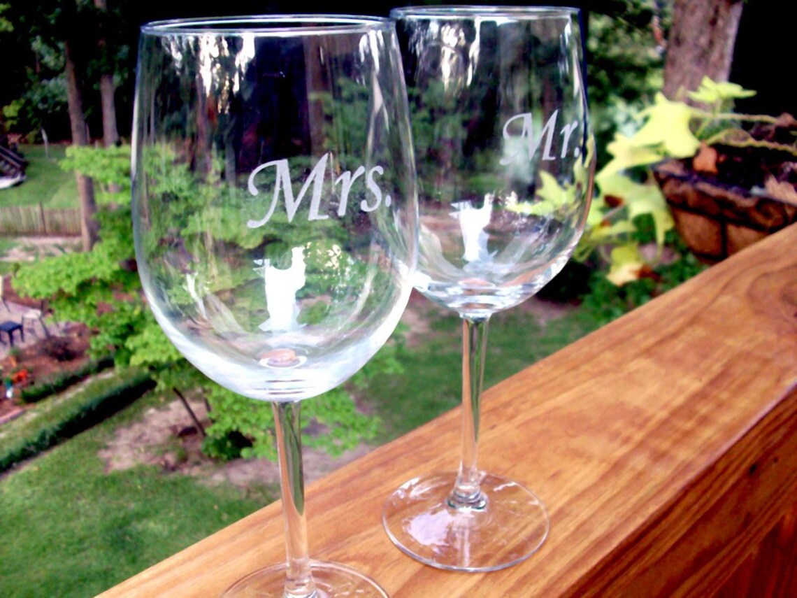 Mr And Mrs Wine Glass Set Great Wedding T Etsy
