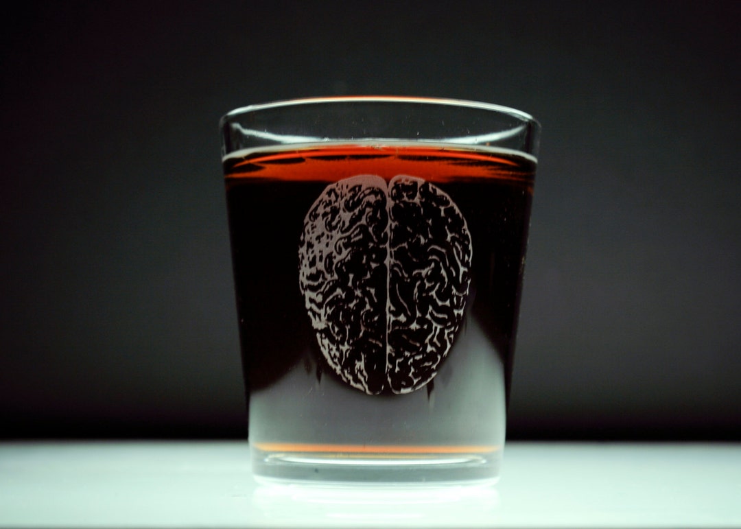 Brain Whiskey Cocktail Old Fashioned Glass - Hand Etched - GREAT GIFT ...