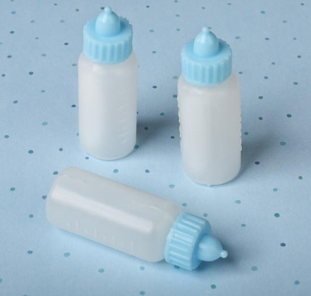 Small Blue Baby Doll Bottles, Set of 3 or 6, Baby Shower Decorations ...
