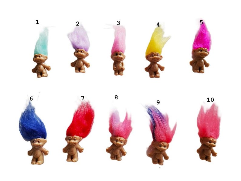 Miniature Troll Doll: Lucky Pocket Toy, Colorful Hair - Etsy