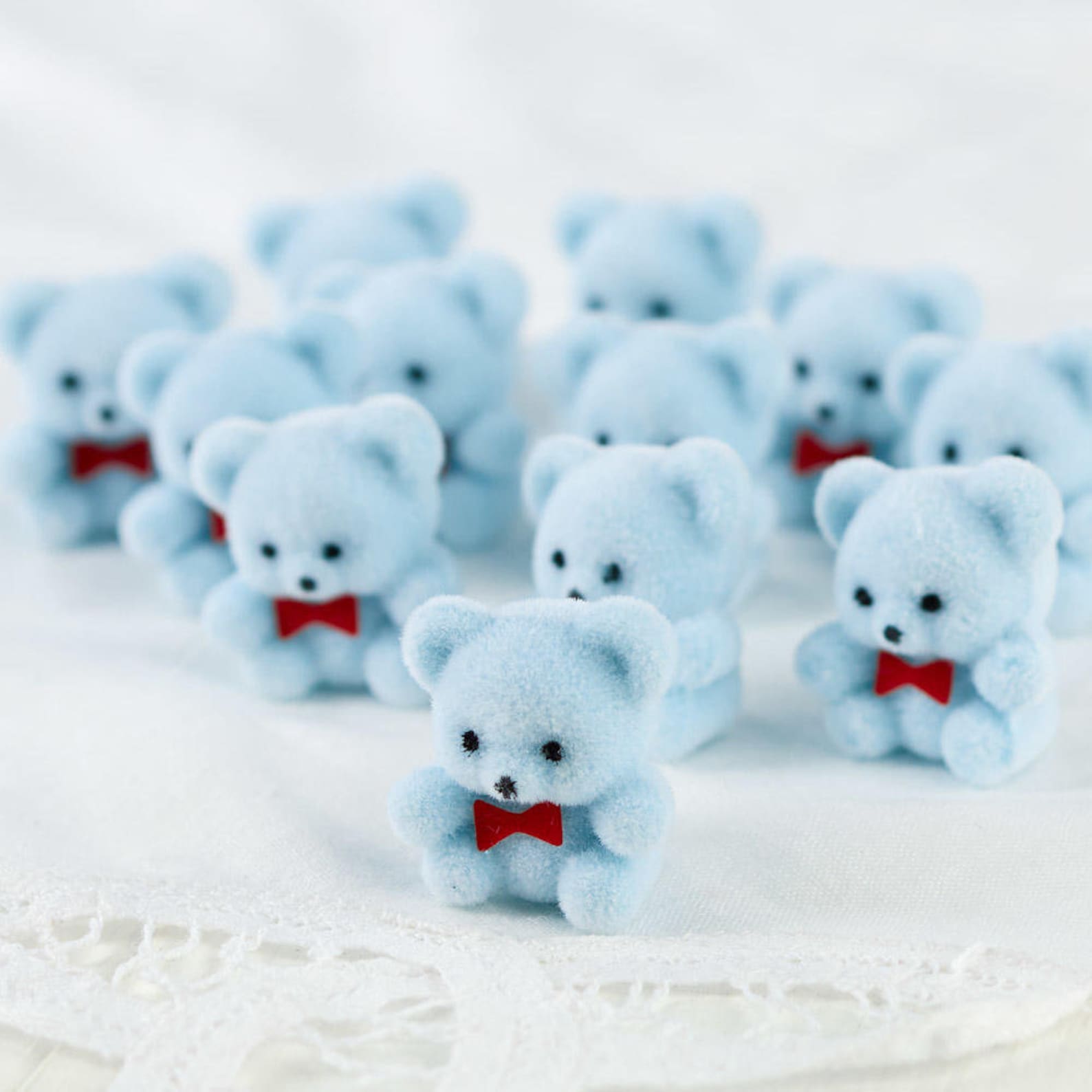 Miniature Blue Flocked Teddy Bears Set of 3 Add Them to Your - Etsy