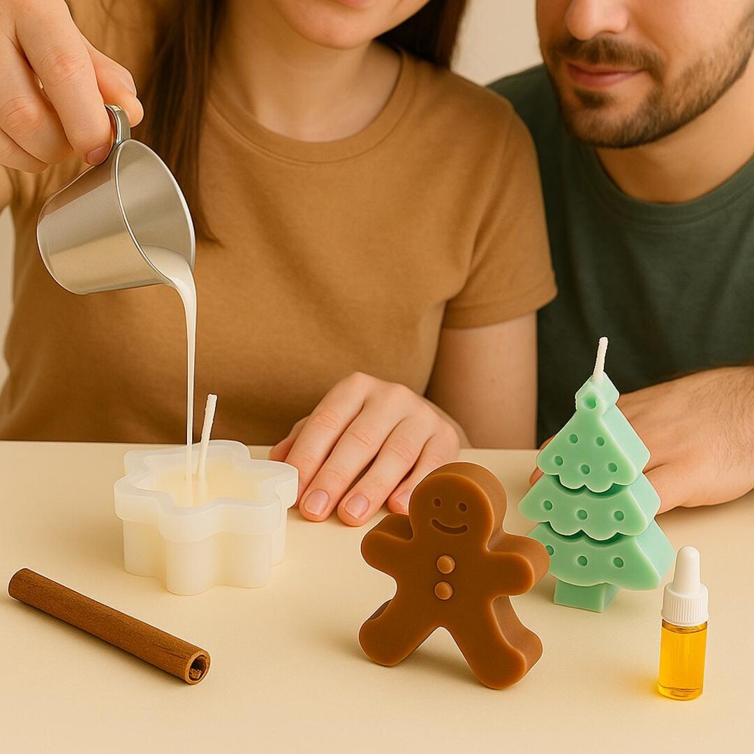 Gift-ready Craft Kit for Christmas Candle DIY Kit | 3 Holiday-shaped ...