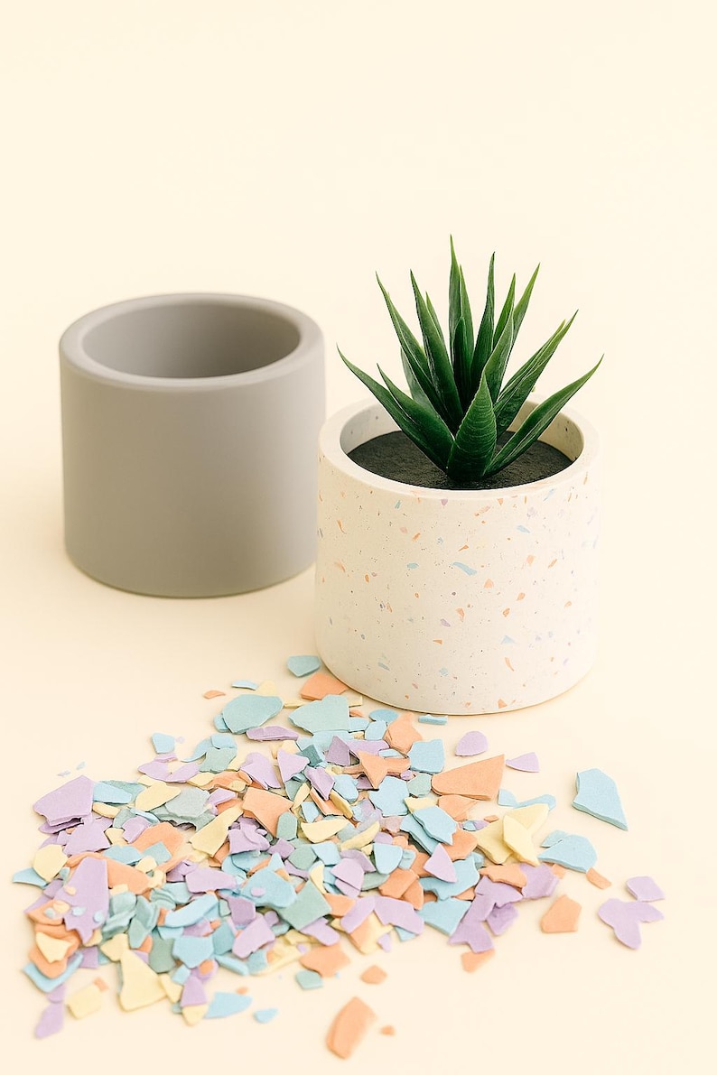 DIY Terrazzo Planter Kit Birthday Gift Eco Resin Pot Craft for Plant ...