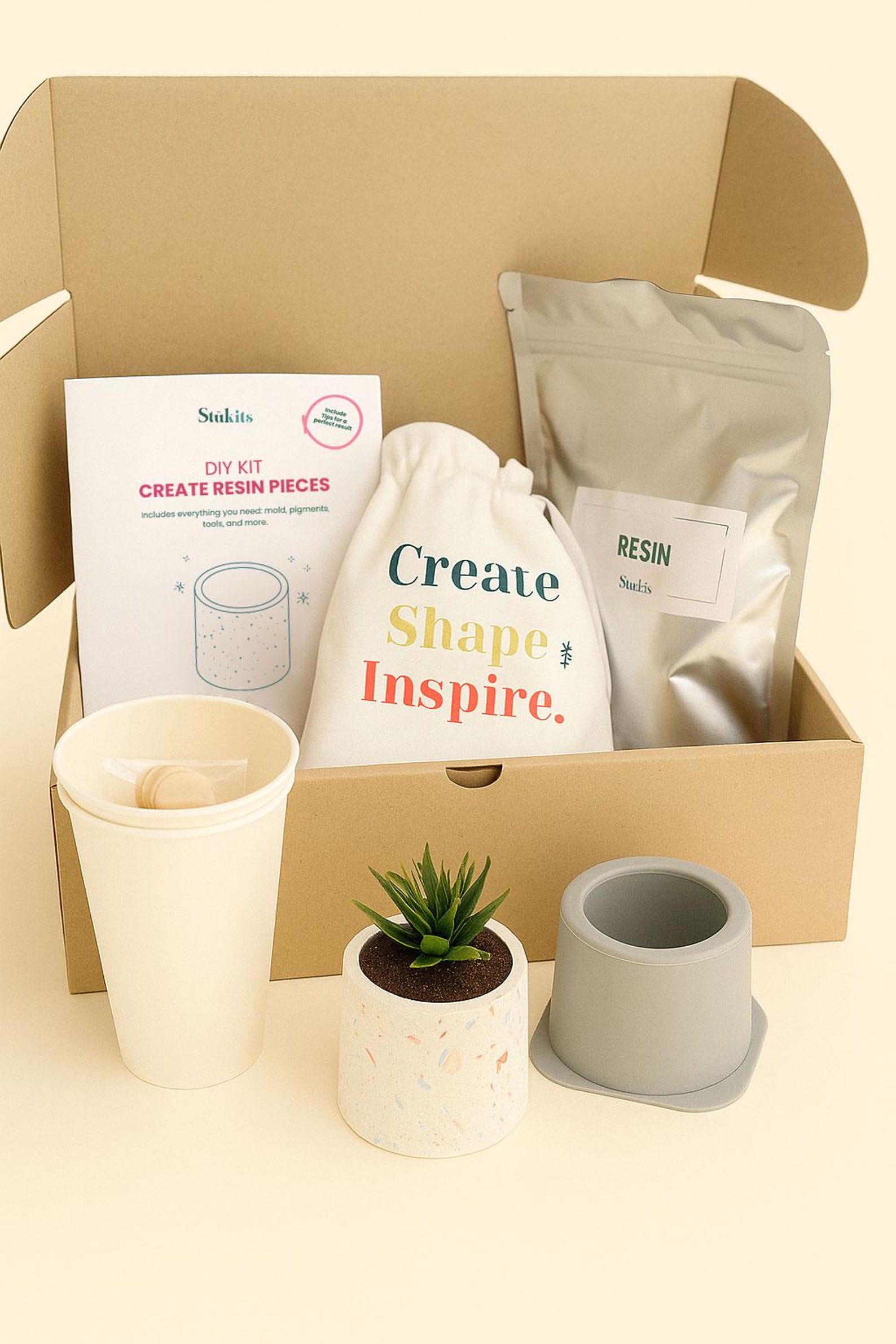 DIY Terrazzo Planter Kit Birthday Gift Eco Resin Pot Craft for Plant ...