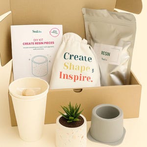 DIY Terrazzo Planter Kit Birthday Gift Eco Resin Pot Craft for Plant ...