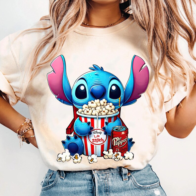 Lilo and Stitch Popcorn Cinema Png, Movie Time Carton Png, Cute Stitch ...
