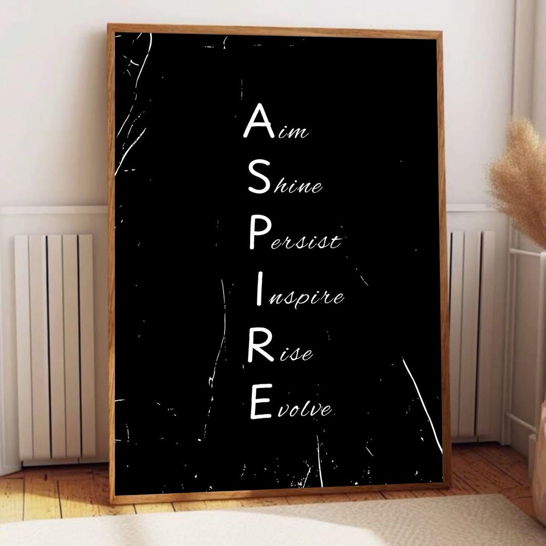 ASPIRE Motivational Poster – Minimalist Inspirational Wall Art | Black ...