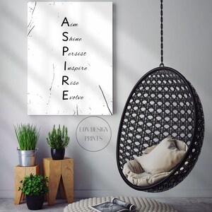 ASPIRE Motivational Poster – Minimalist Inspirational Wall Art | Black ...