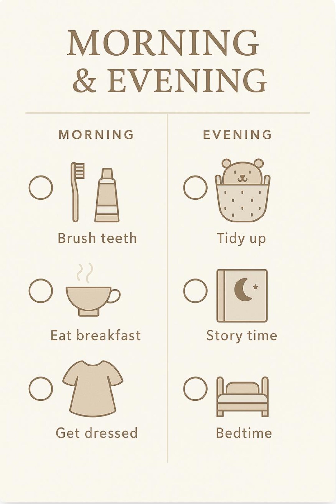 Kids Routine Chart Printable – Morning & Evening Schedule for Toddlers ...