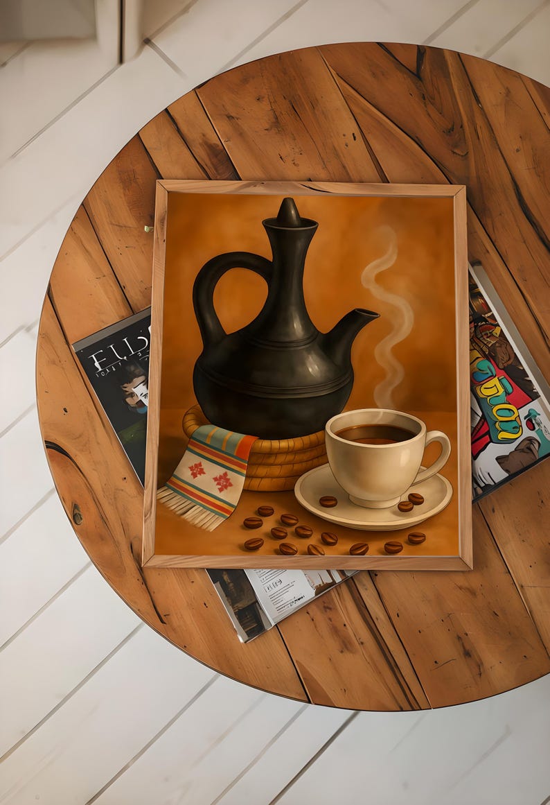 Ethiopian Coffee Ceremony Art Print: Jebena & Buna Kitchen Decor ...