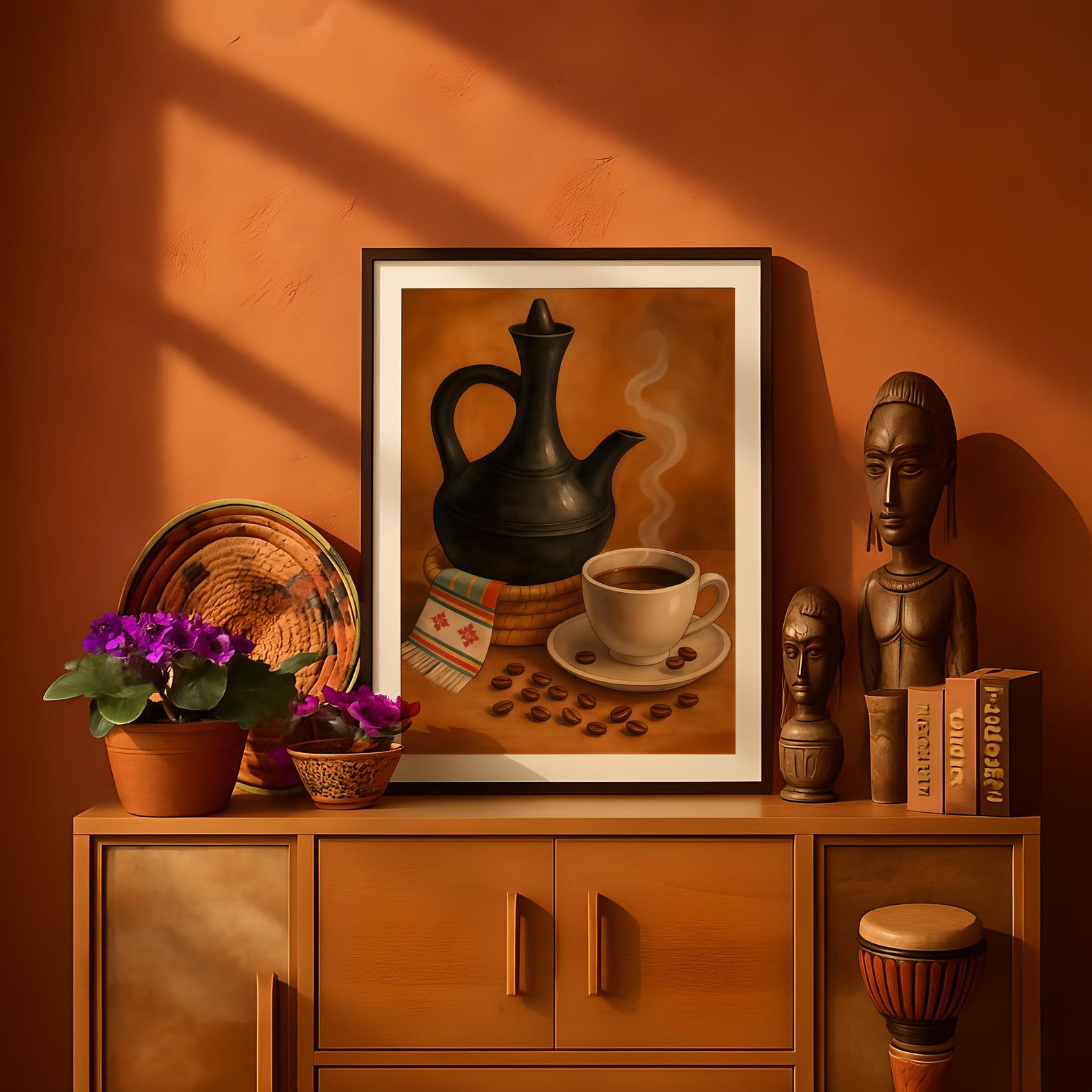 Ethiopian Coffee Ceremony Art Print: Jebena & Buna Kitchen Decor ...