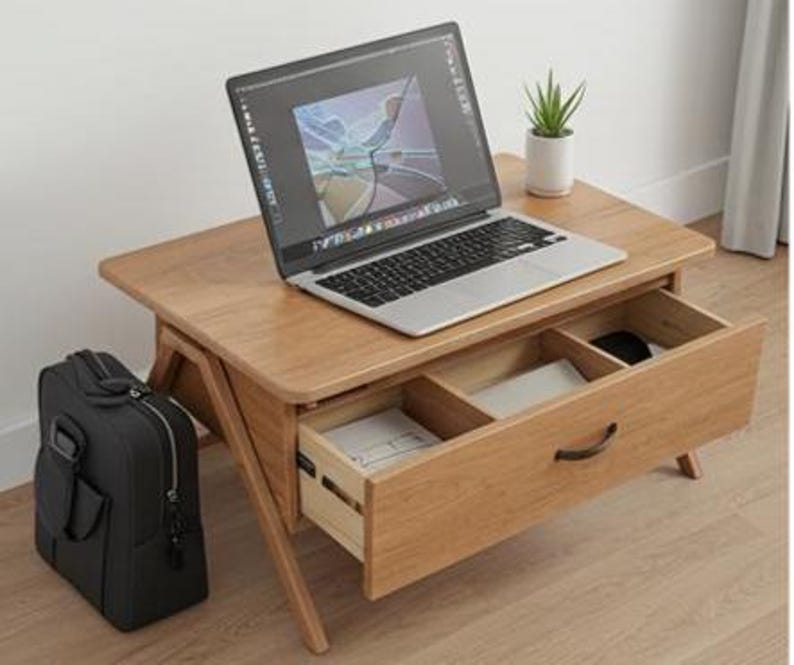 Handmade Wooden Laptop Desk Table With Drawer – Rustic Bed Table ...