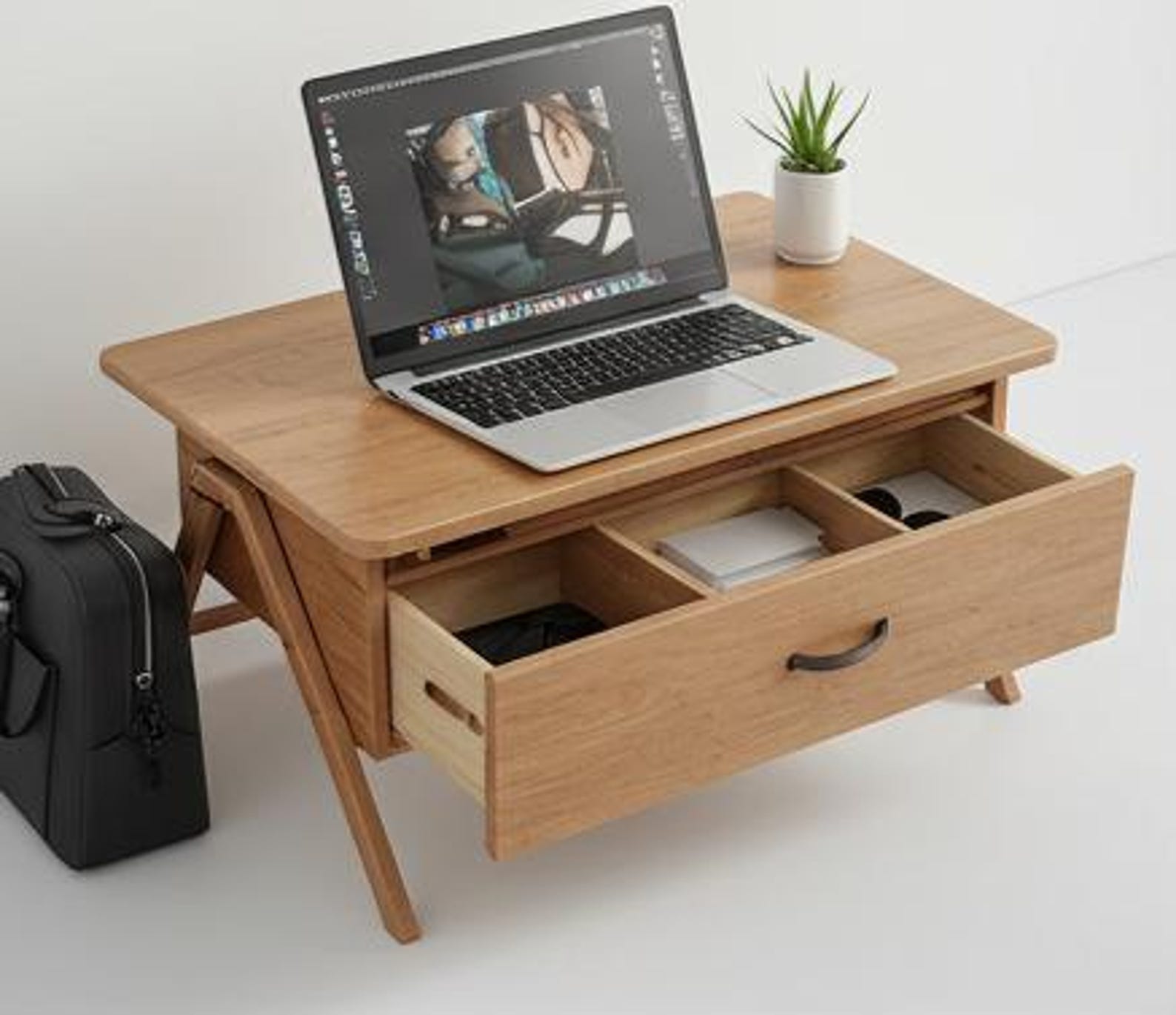 Handmade Wooden Laptop Desk Table With Drawer – Rustic Bed Table ...