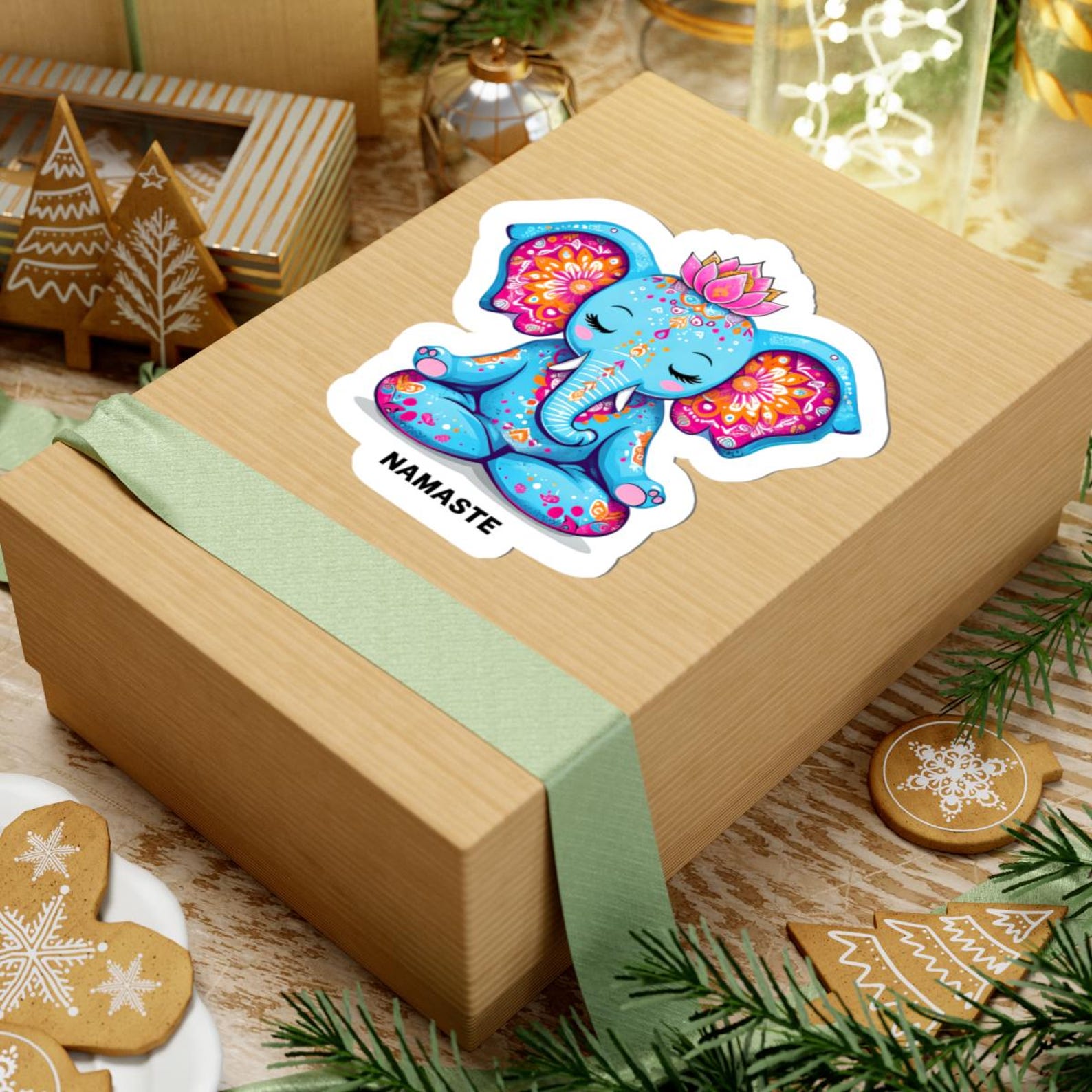 Namaste Elephant Sticker, Boho Decor, Yoga Gifts, Meditation ...