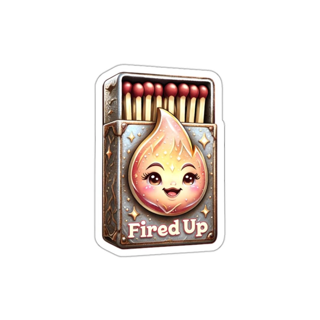Fired up Flame Die-cut Stickers, Cute Matchbox Stickers for Laptops ...