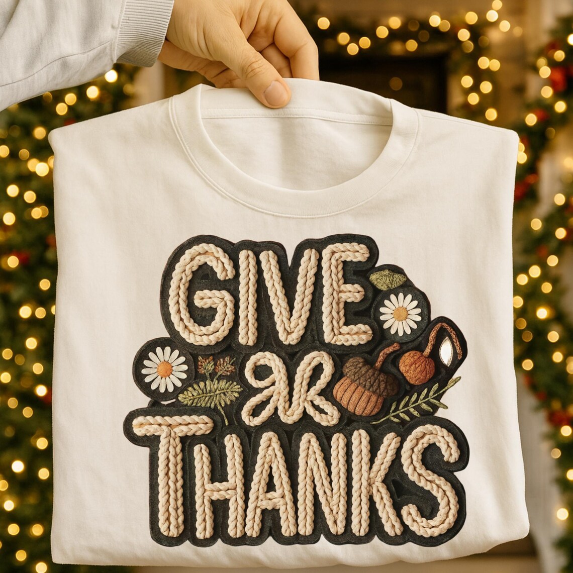 Give Thanks PNG, Rope Lettering, Fall Thanksgiving Clipart (digital ...