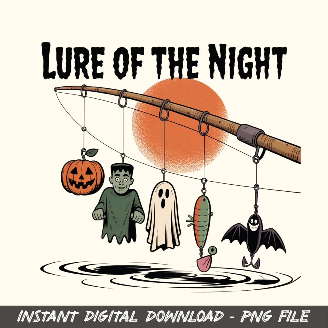 Lure of the Night PNG | Funny Halloween Fishing Clipart for Sublimation ...