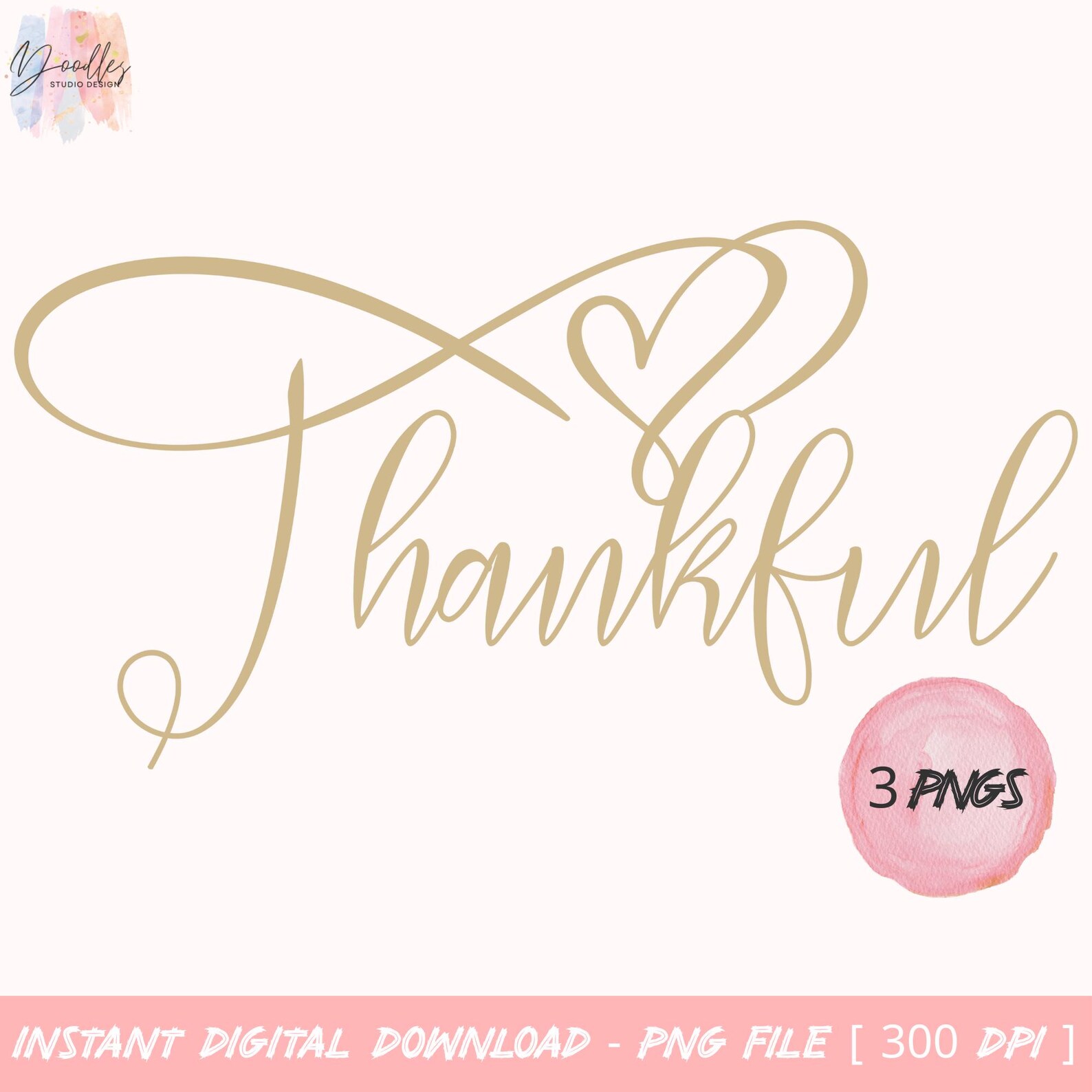 Thankful Script Word Art PNG: Elegant Thanksgiving Design (digital ...