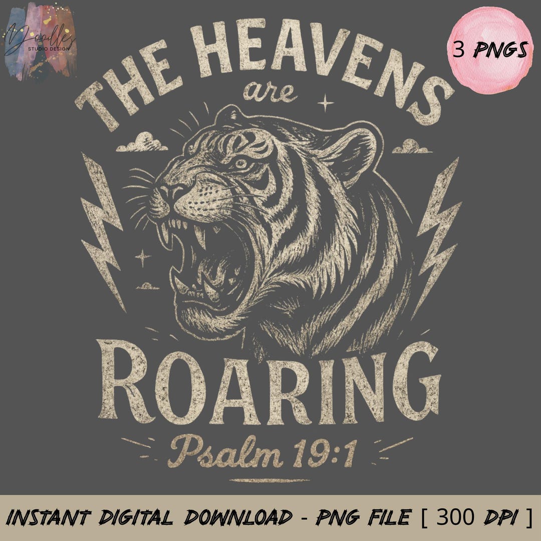 Roaring Tiger Christian PNG: Vintage Bible Verse Art (digital Download ...