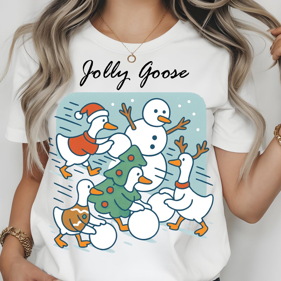 Funny Christmas Goose PNG | Festive Cartoon Geese Building Snowman ...