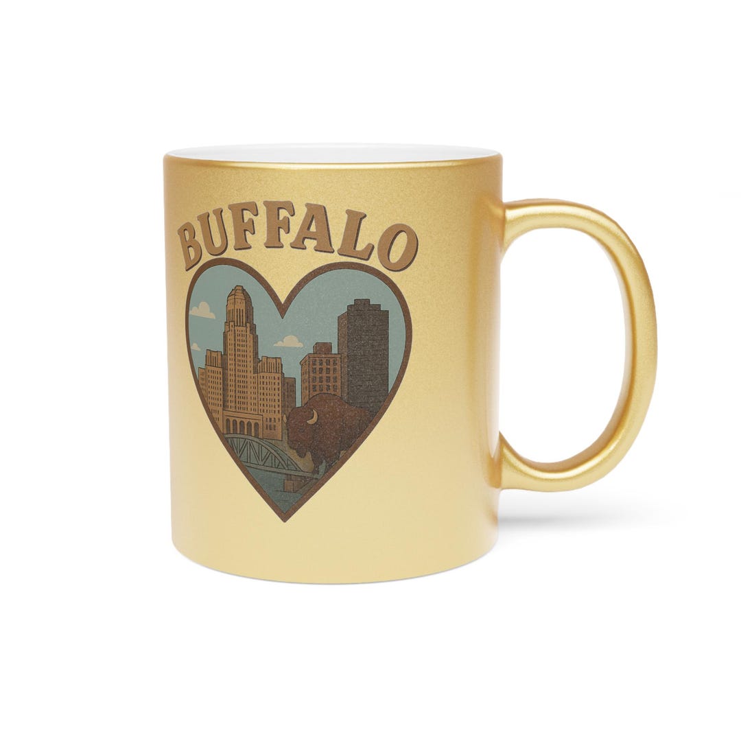 Sip Boldly With the Buffalo Shine: Metallic Mug in Silver or Gold - Etsy