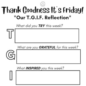 TGIF Reflection Worksheet - Etsy
