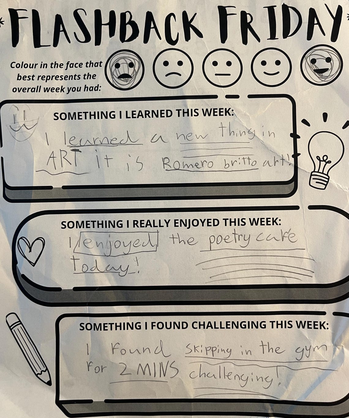 Flashback Friday Reflection Worksheet - Etsy