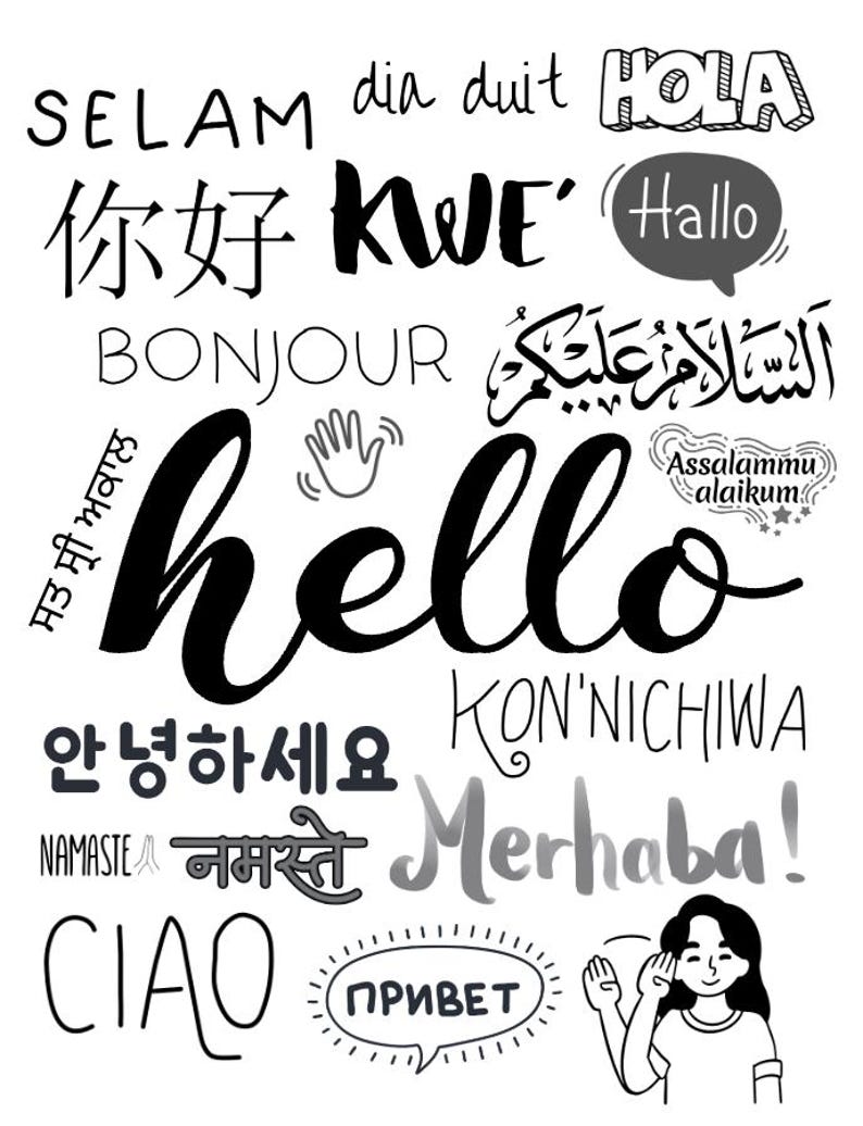 HELLO Classroom Poster Sign - Multiple Languages - Etsy