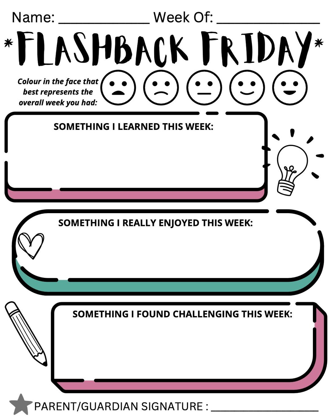 Flashback Friday Reflection Worksheet - Etsy