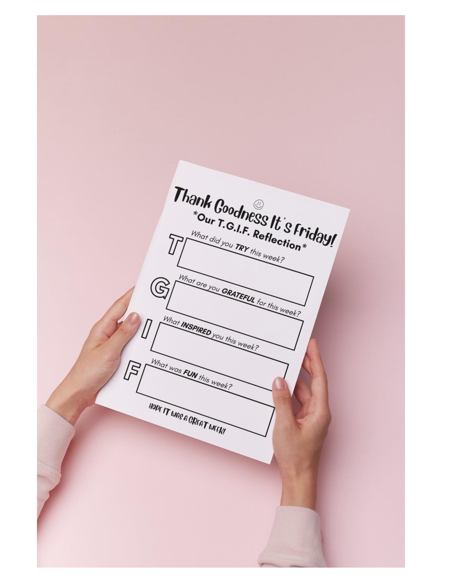 TGIF Reflection Worksheet - Etsy