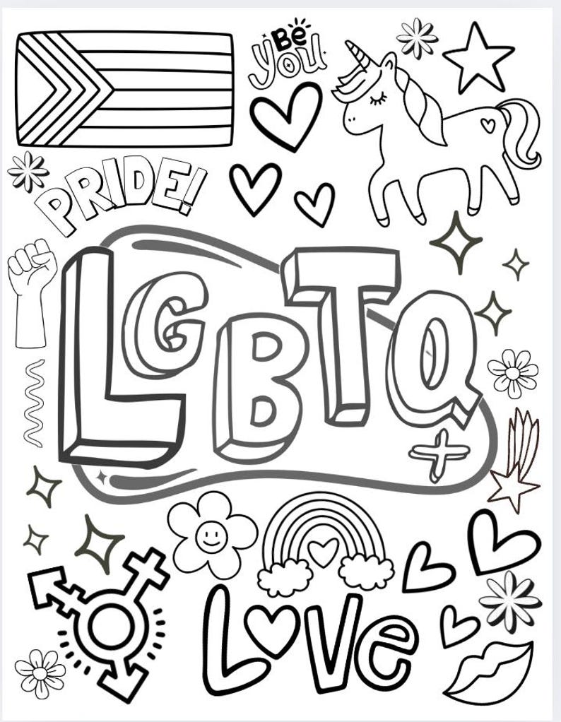 GSA / LGBTQ+ Pride Mindful Colouring Page Bundle - Etsy