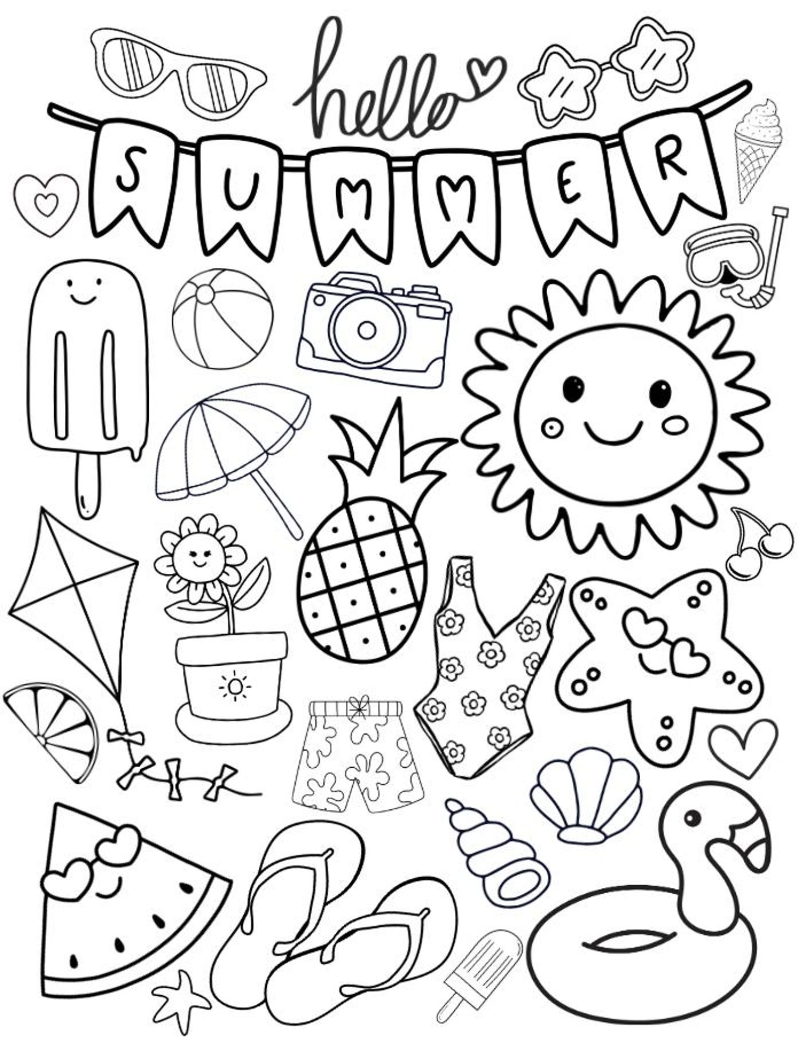 Summer Themed Mindful Colouring Pages - End of School Year - Etsy