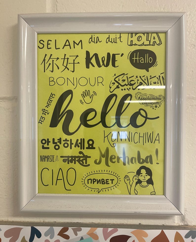 HELLO Classroom Poster Sign - Multiple Languages - Etsy