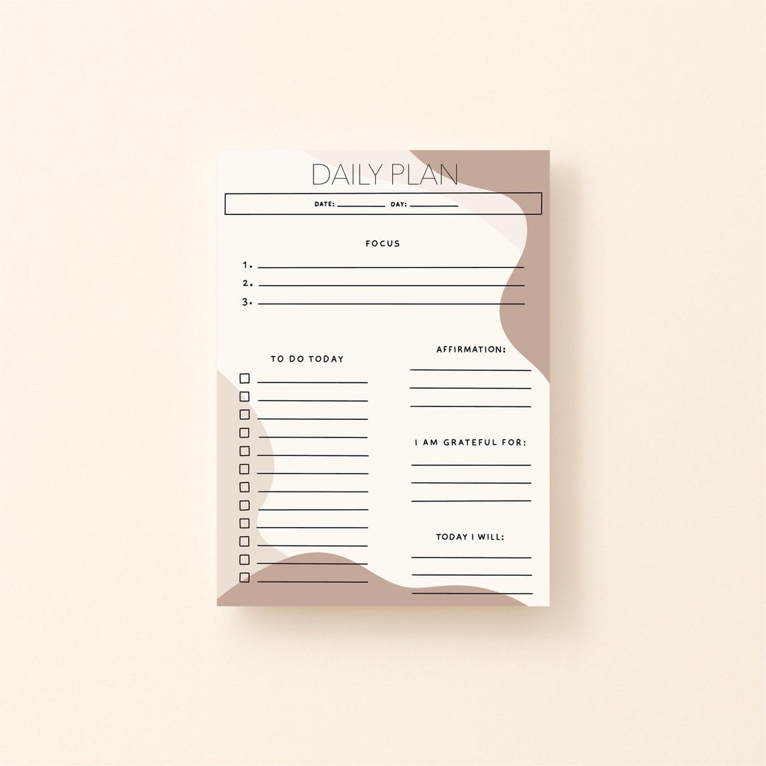 Minimalist Daily Planner Printable | Neutral Aesthetic One-page To-do ...