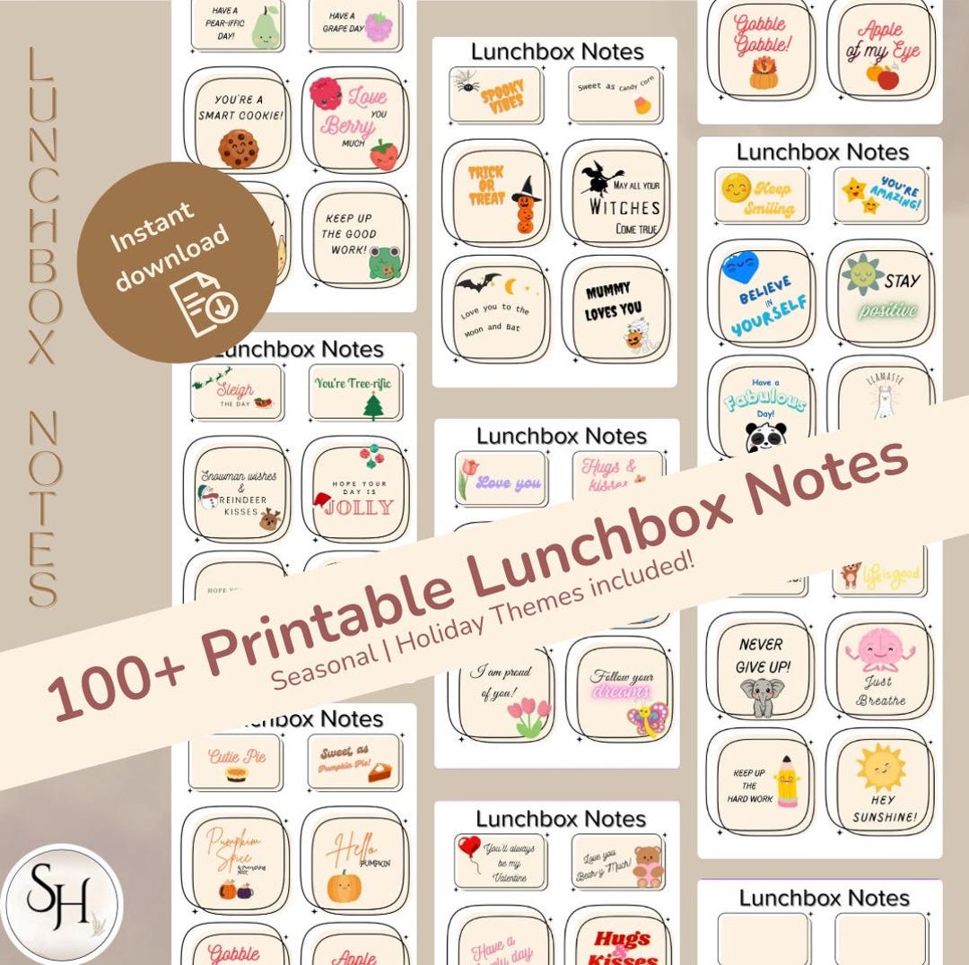 Printable Lunchbox Notes for Kids, Cute Notes for Kids, Kids School ...