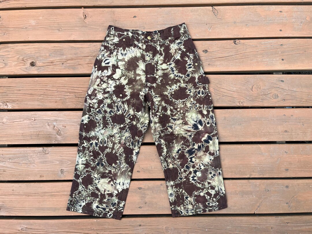 Carhartt NEW 29W Pants Altered/cut Below Double Knee Reverse Tie Dye ...