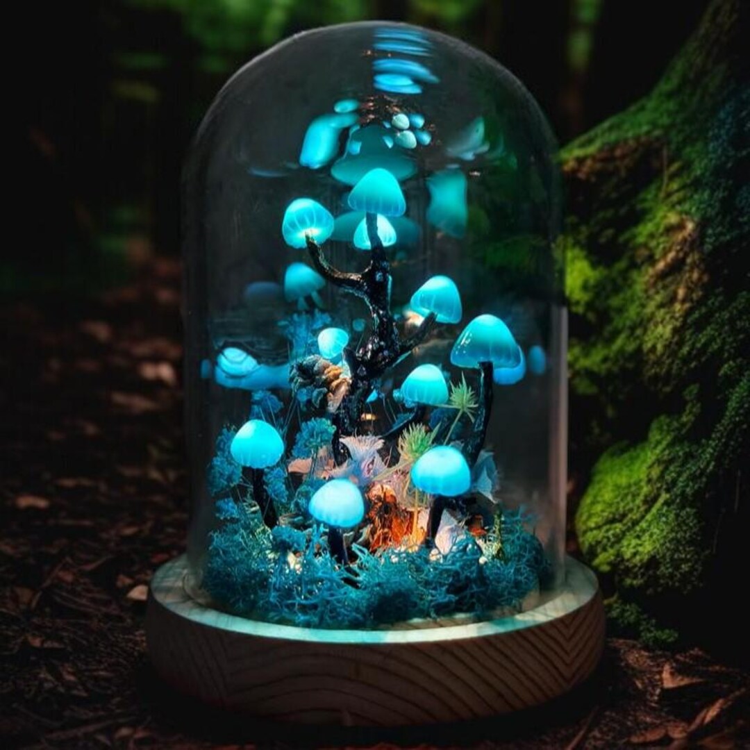 Luminescent Mushroom Terrarium Night Light | Handmade LED Fairy Garden ...