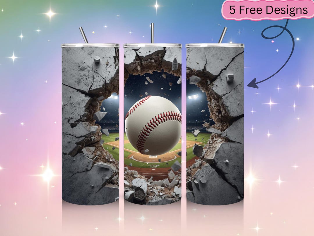 3D Baseball Tumbler Wrap – Realistic Sport Texture, Puff Ball Detail ...