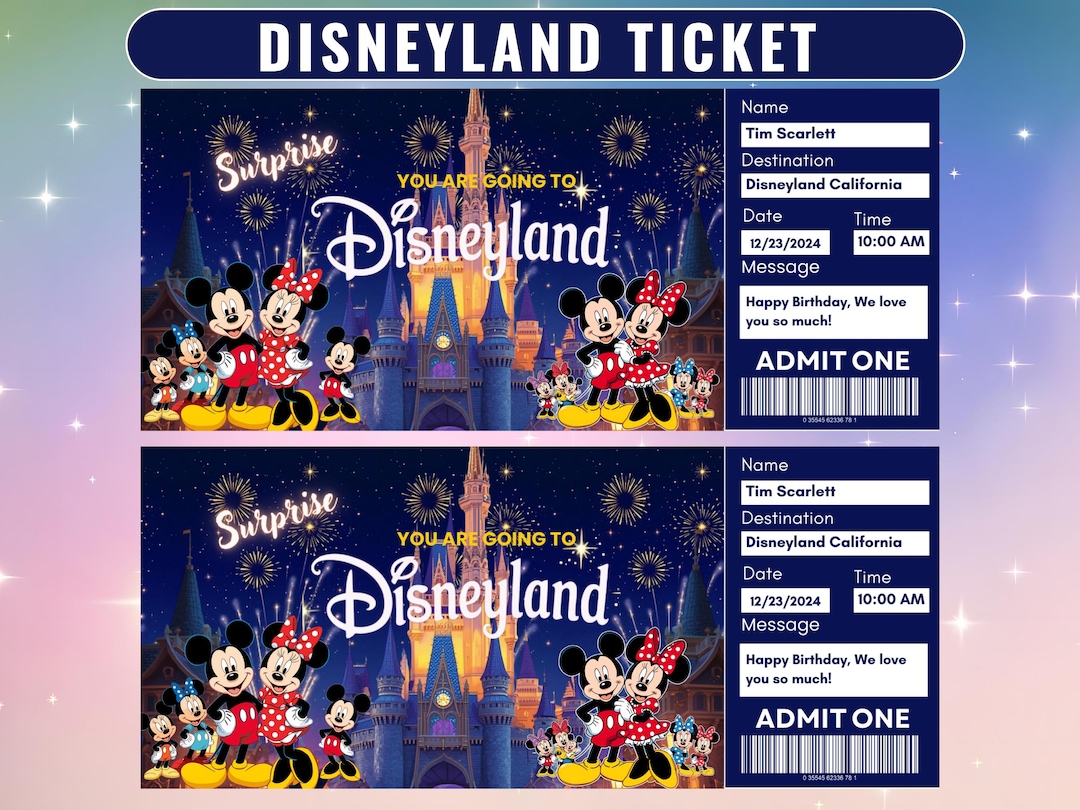 Personalized Disneyland Ticket, Theme Park Ticket, Surprise Reveal ...