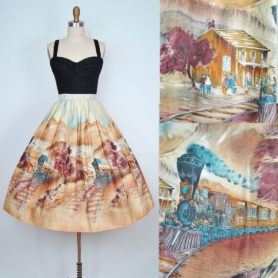 Vintage 1950s Antique Steam TRAIN Railroad Novelty Border - Etsy