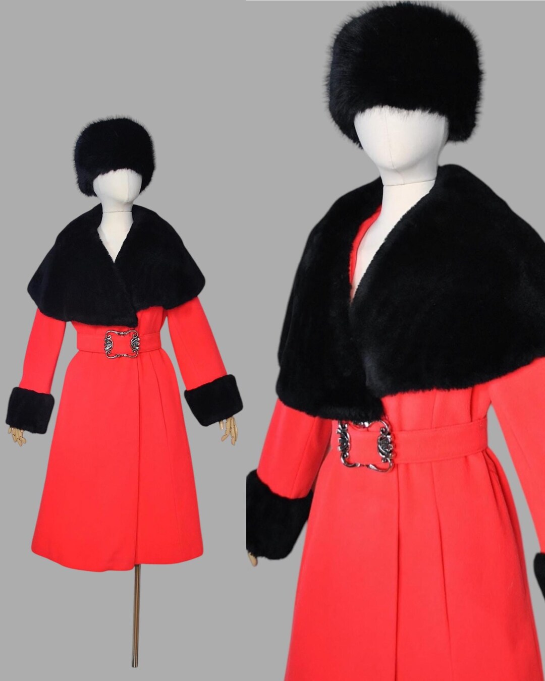 Vintage 50s 60s Youthcraft Belted Princess Coat Salmon Pink Red Wool ...