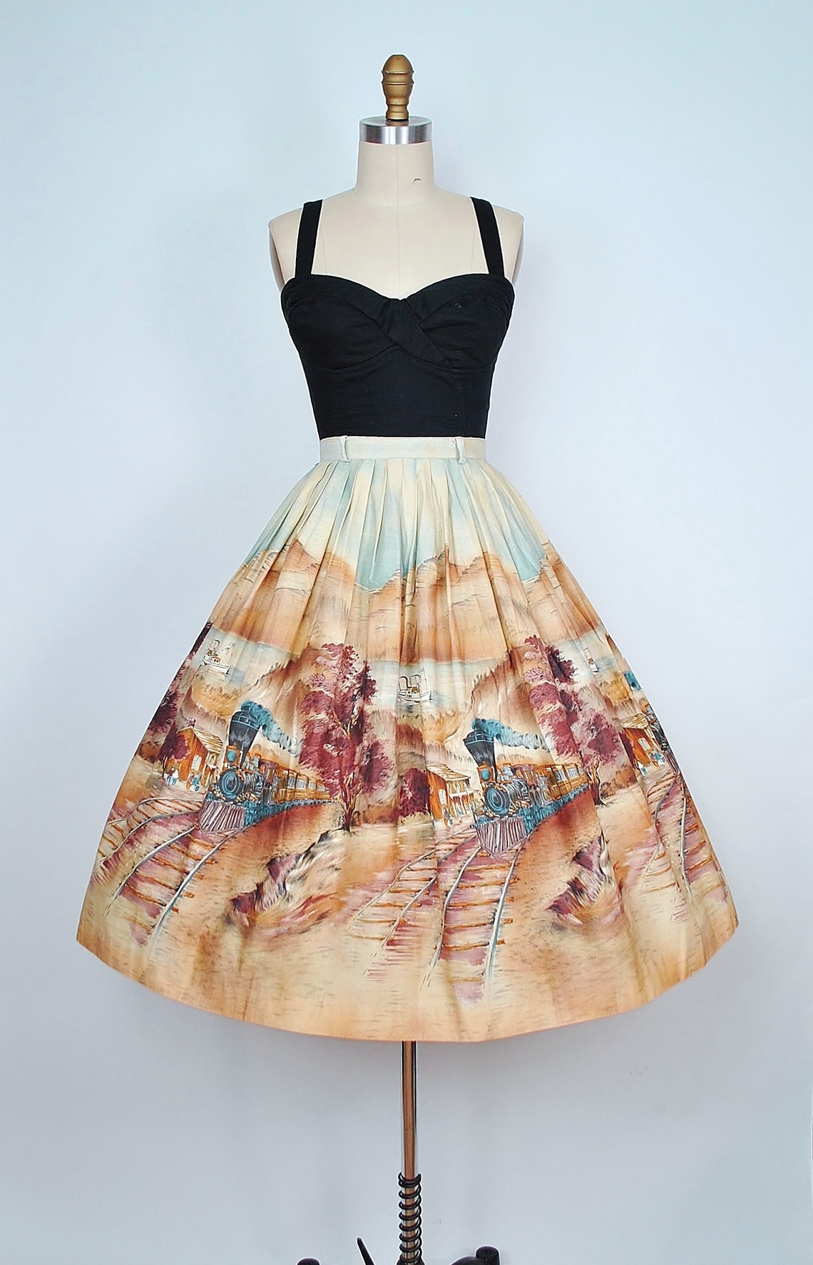 Vintage 1950s Antique Steam TRAIN Railroad Novelty Border - Etsy