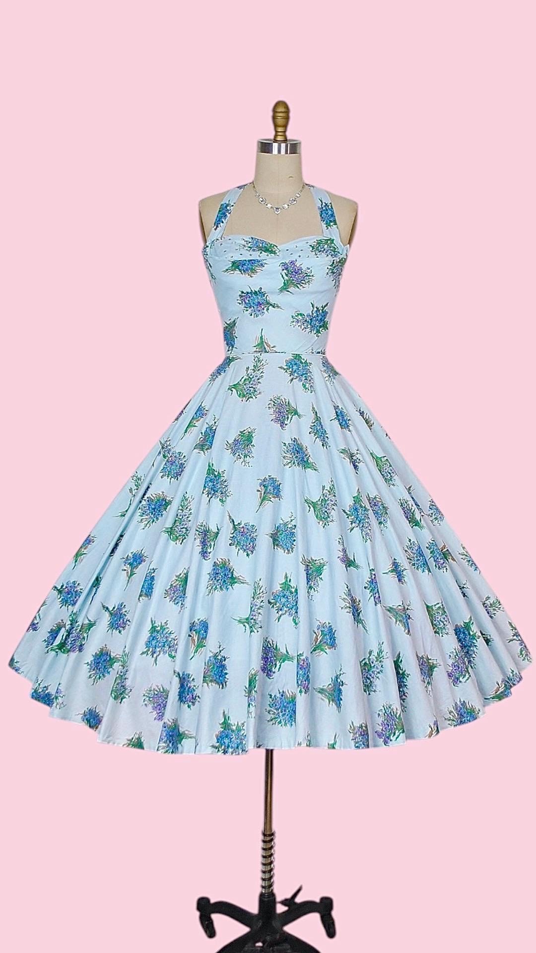 Vintage 1950s Mckay of Miami Halter Top Dress SWEETHEART Bust ...