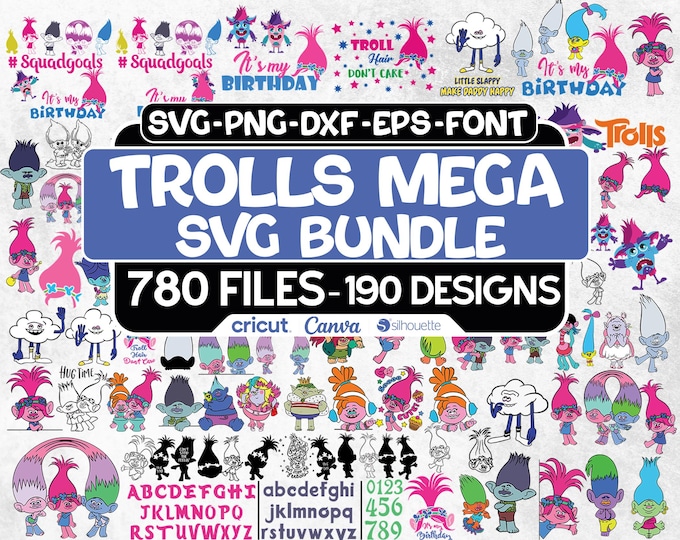 Trolls SVG Bundle, Trolls PNG, Trolls Clipart , Poppy Troll Svg, Svg ...