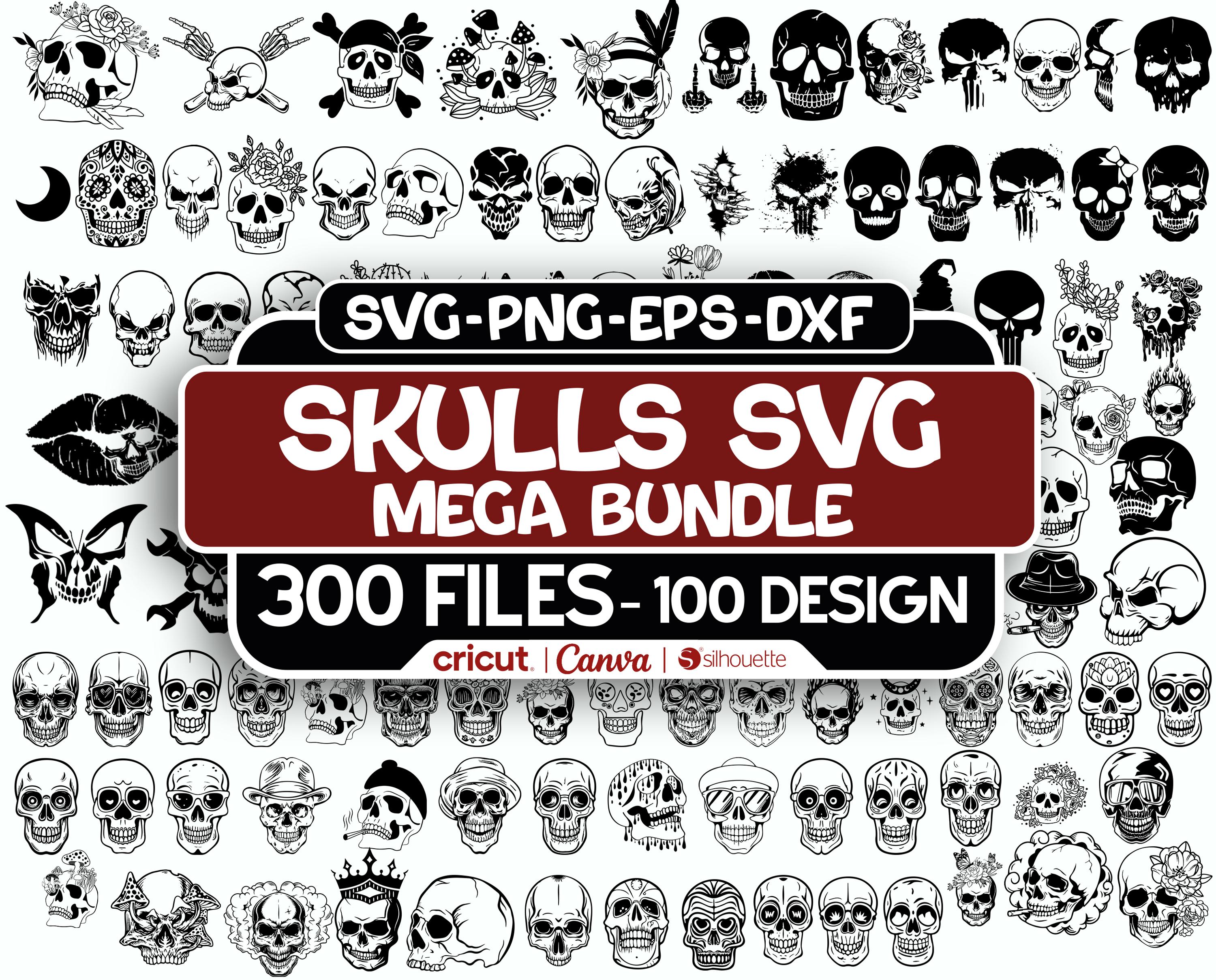 Skull Svg Bundle, Skull Png, Sugar Skull Svg for Cricut, Punisher Skull ...